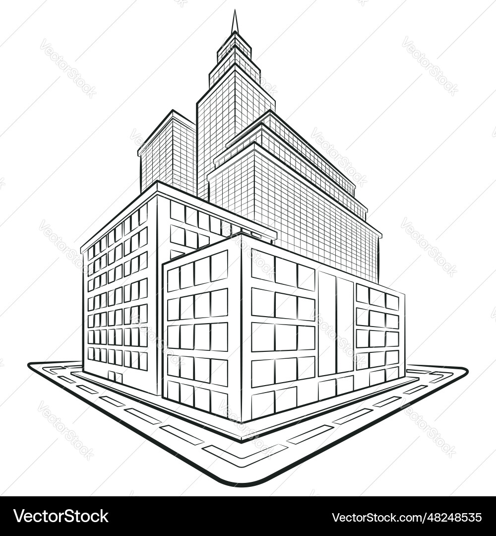 Sketch skyscraper office building urban tower Vector Image