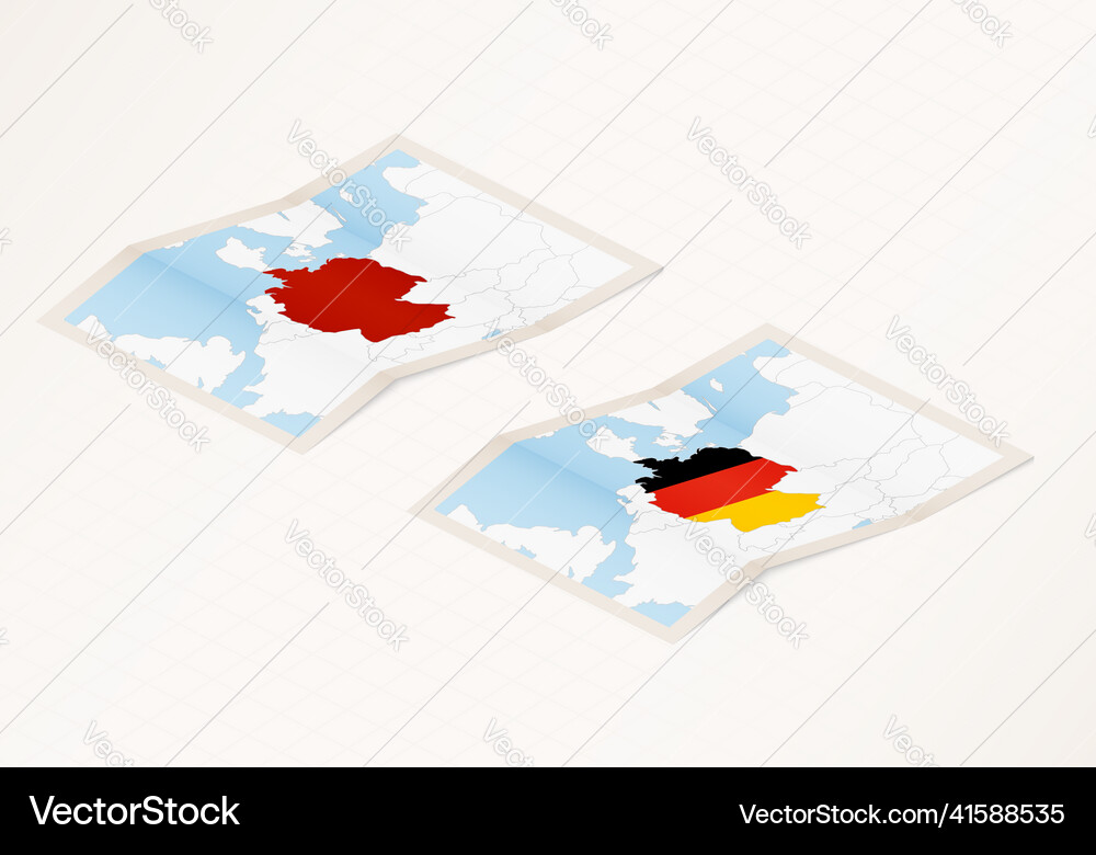 Two versions of a folded map of germany Royalty Free Vector