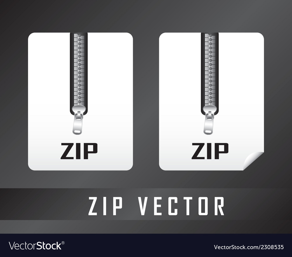 Two zip documents over black background Royalty Free Vector