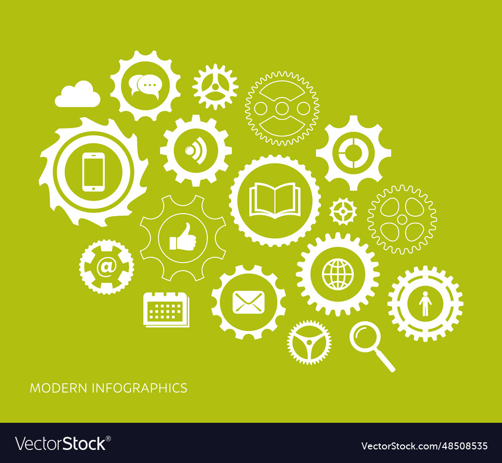 White design template gear wheels concept Vector Image