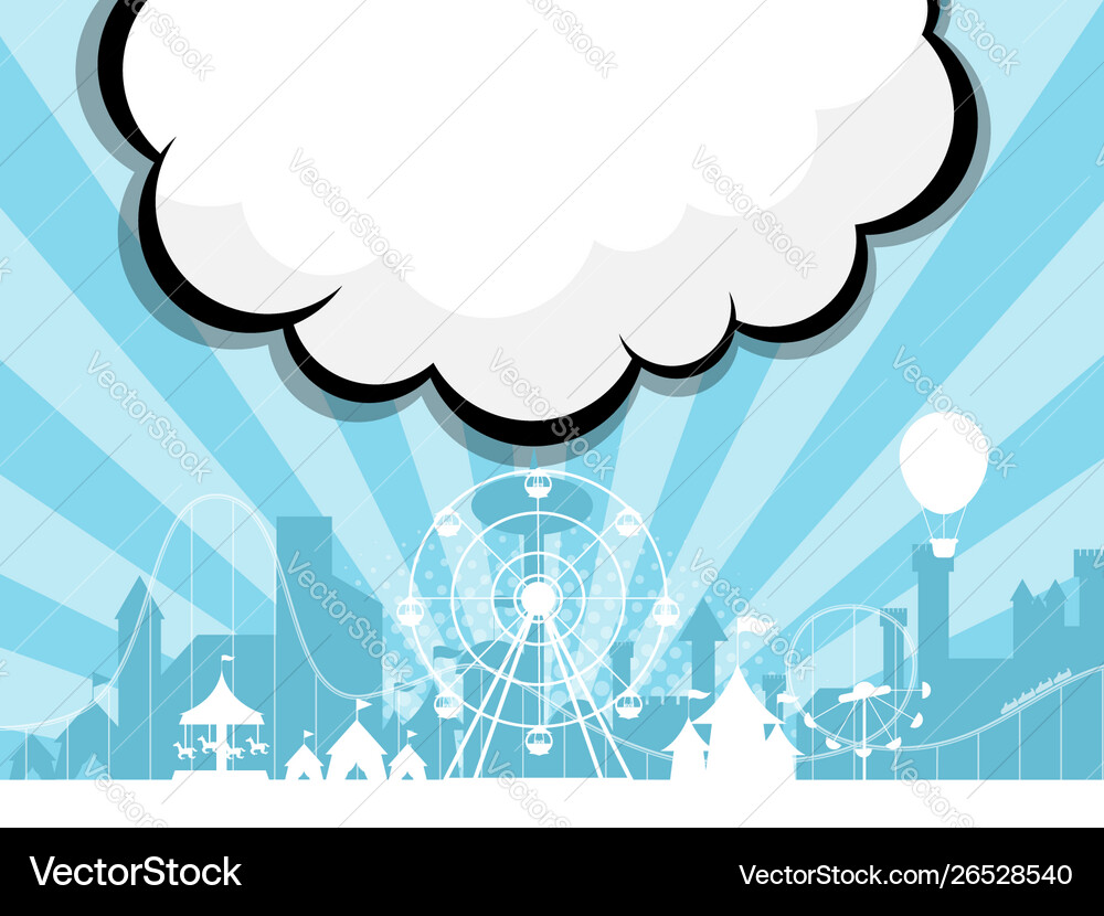 Amusement park with comic book pop art and blank Vector Image