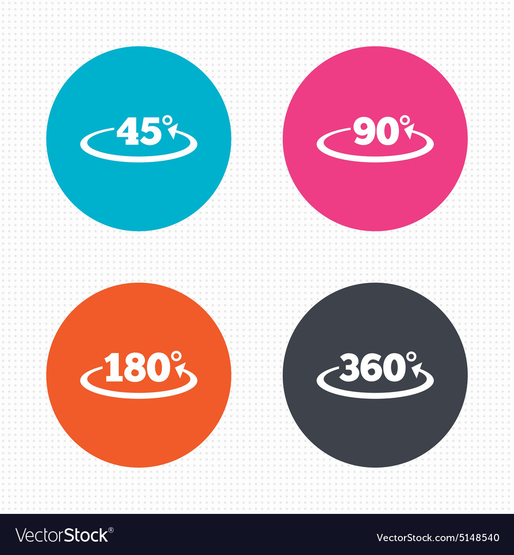 Angle degrees icons geometry math signs Royalty Free Vector