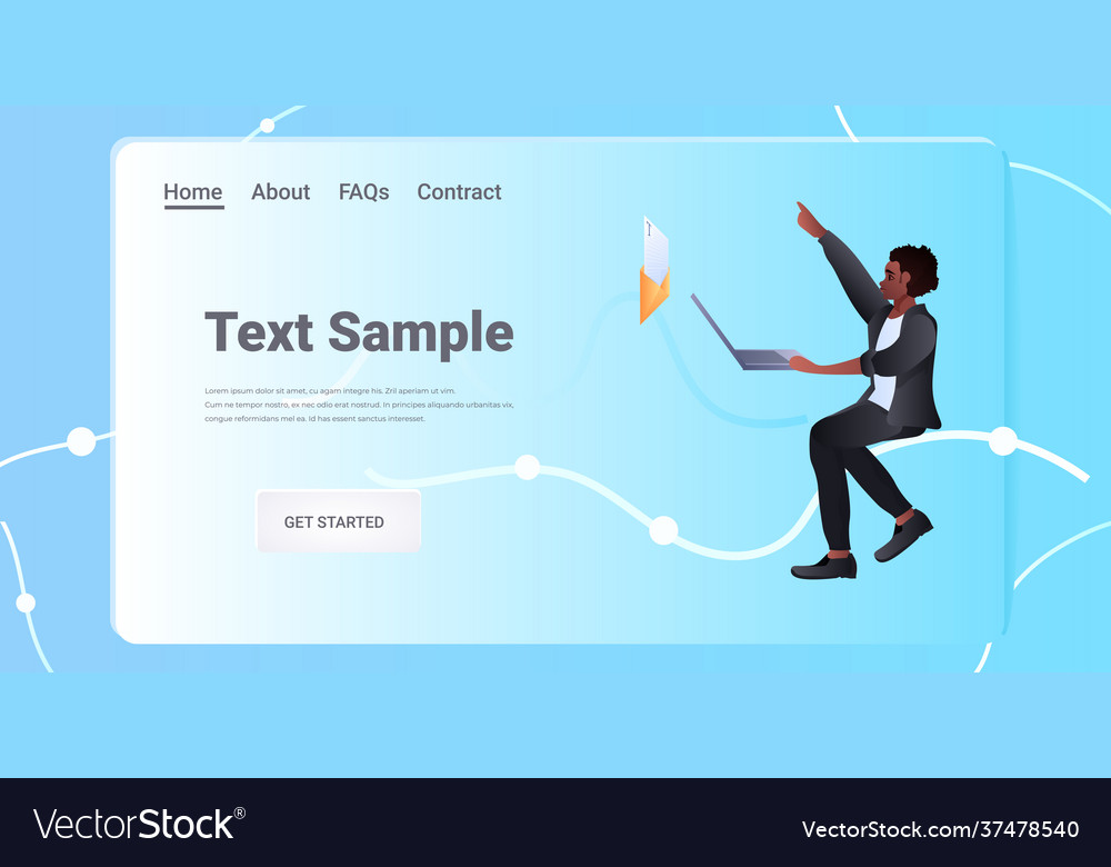 Businessman working on laptop african american Vector Image