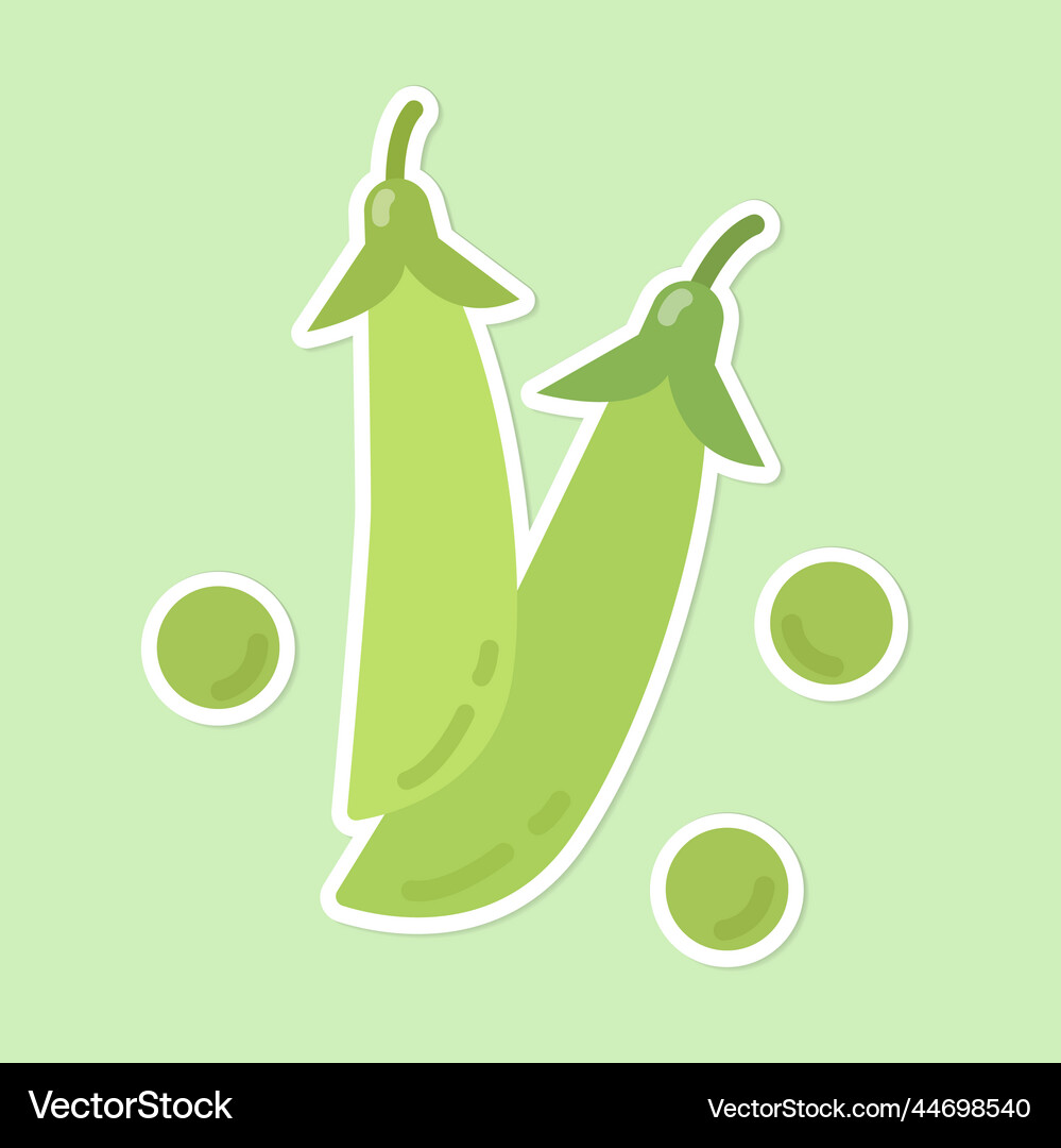 Colorful green bean vegetable sticker Royalty Free Vector