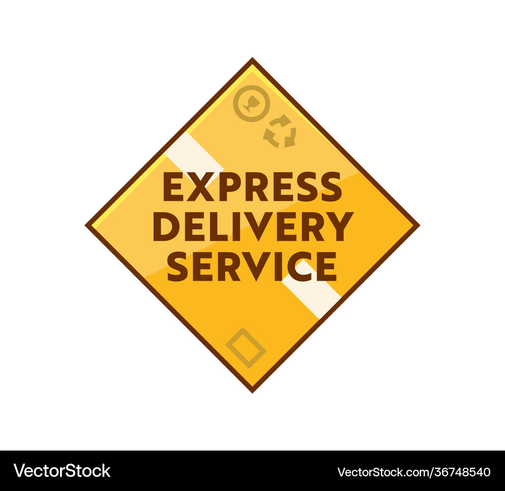 Express delivery logo with carton box top view Vector Image