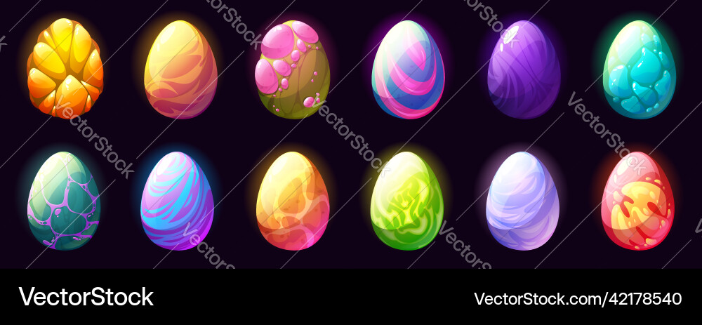 Fantasy eggs of dragon magic monster Royalty Free Vector
