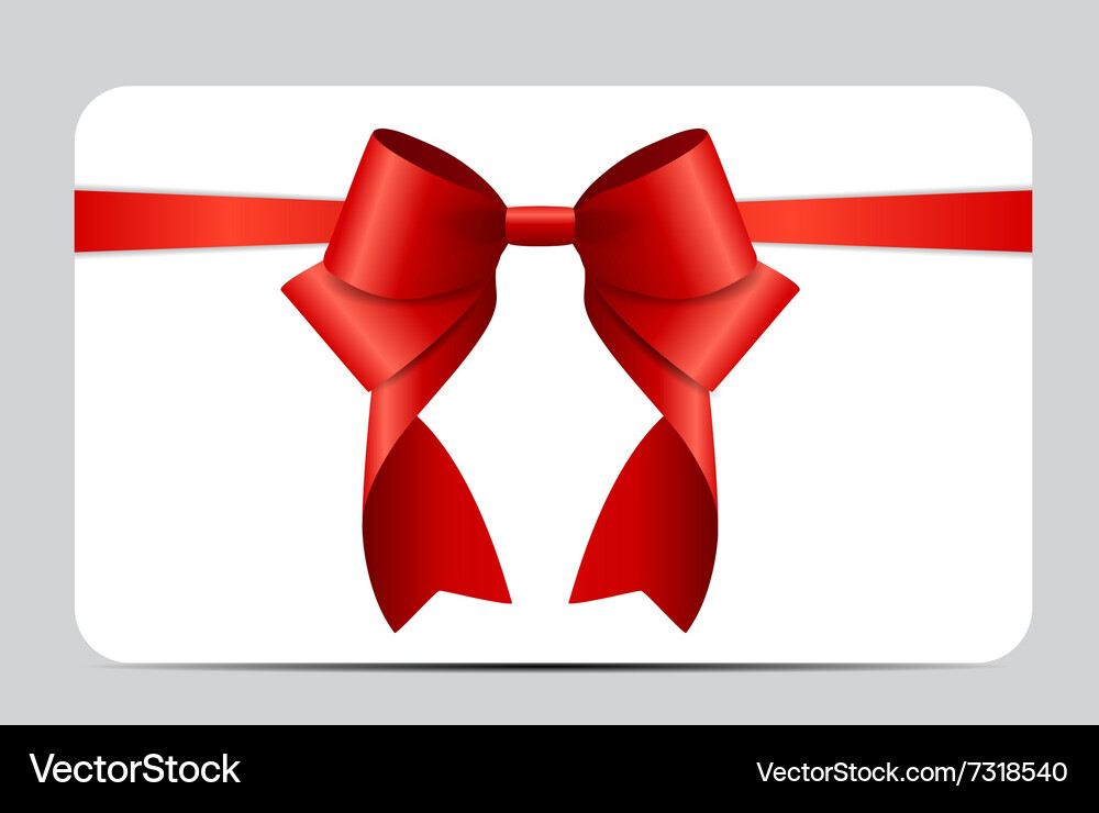 Gift Card Set with Red Ribbon and Bow Royalty Free Vector