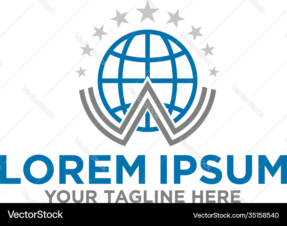 Global letter w shipping logo Royalty Free Vector Image