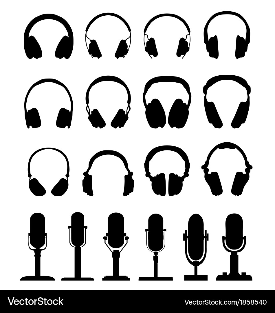 Headphones and microphones Royalty Free Vector Image
