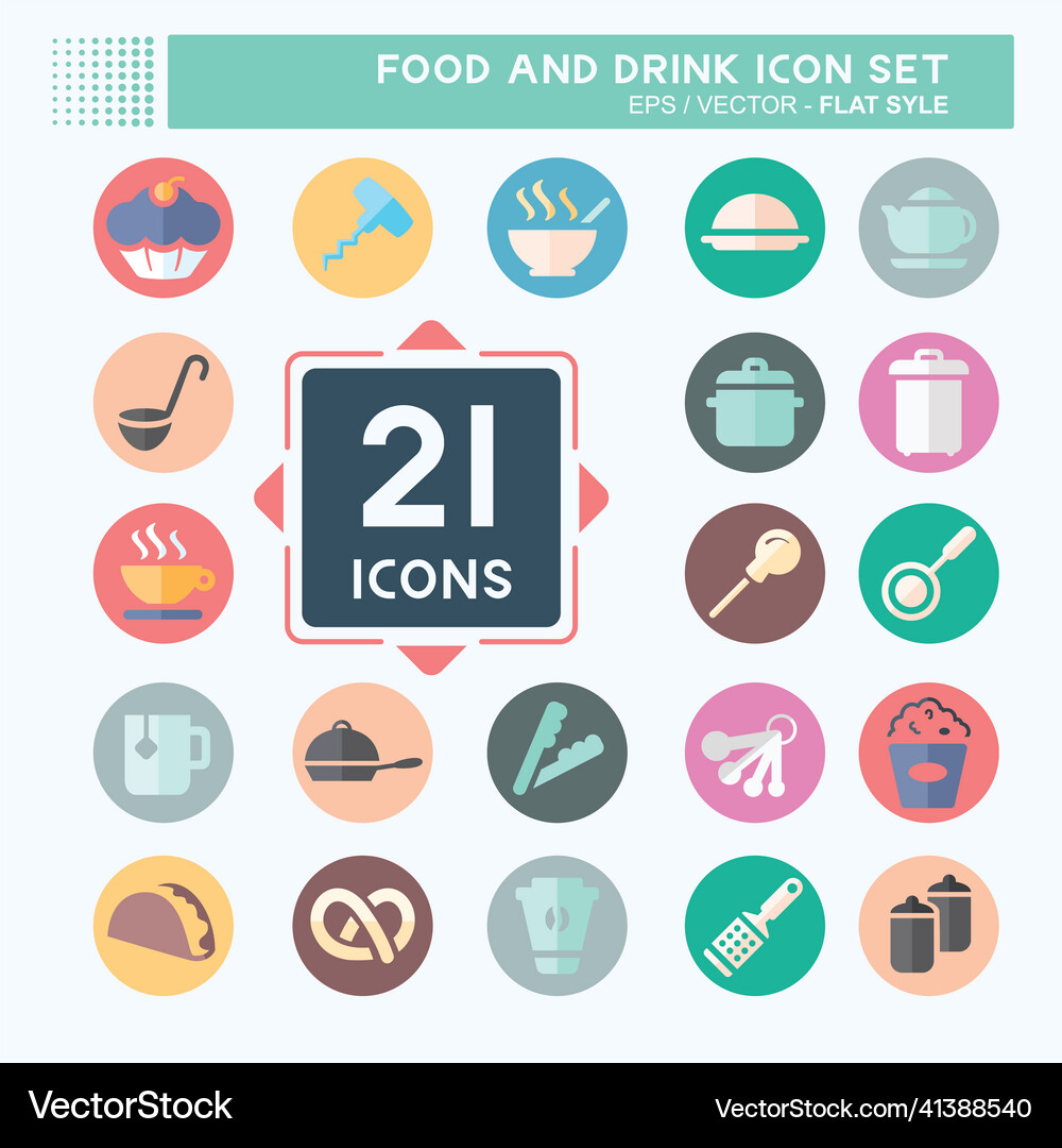 Icon set food and drink - flat style Royalty Free Vector