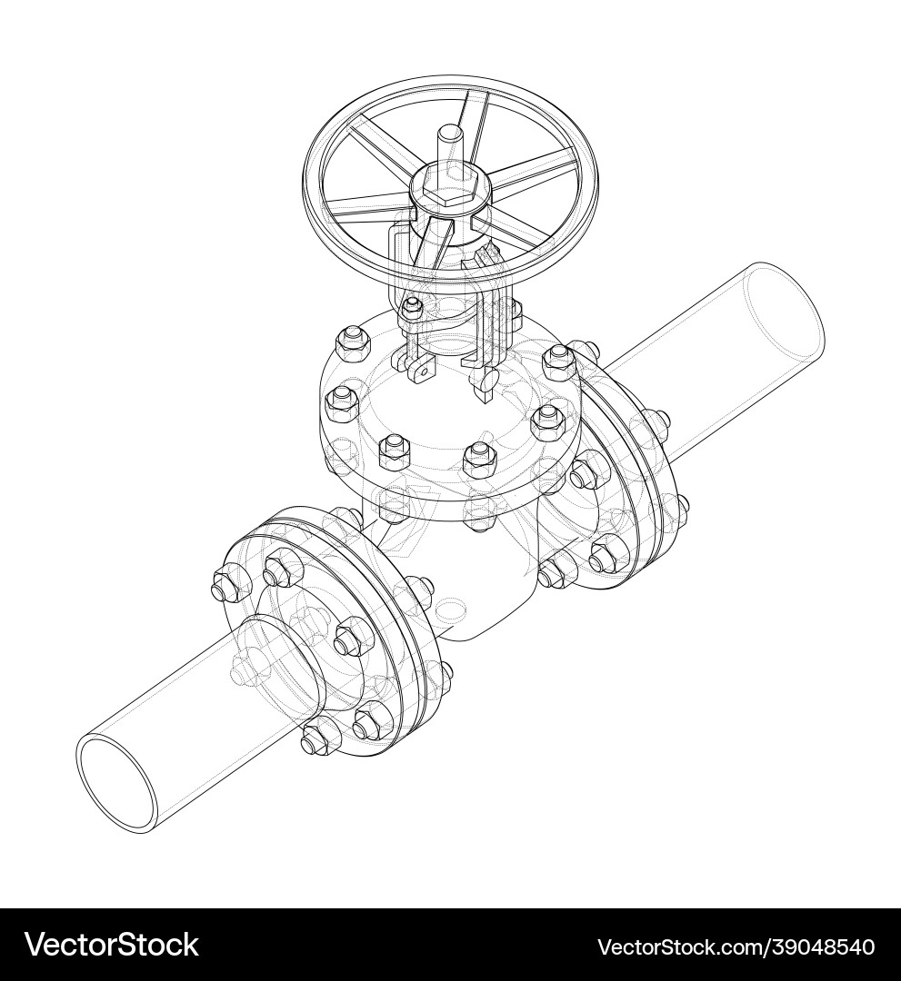 Industrial valve rendering of 3d Royalty Free Vector Image
