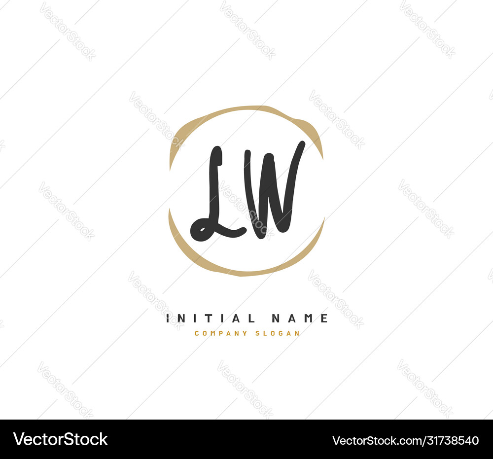 L w lw beauty initial logo handwriting Royalty Free Vector