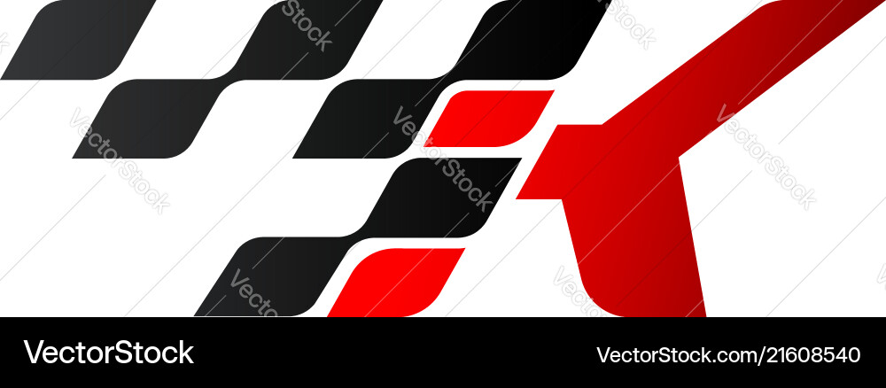 Letter k with racing flag logo Royalty Free Vector Image