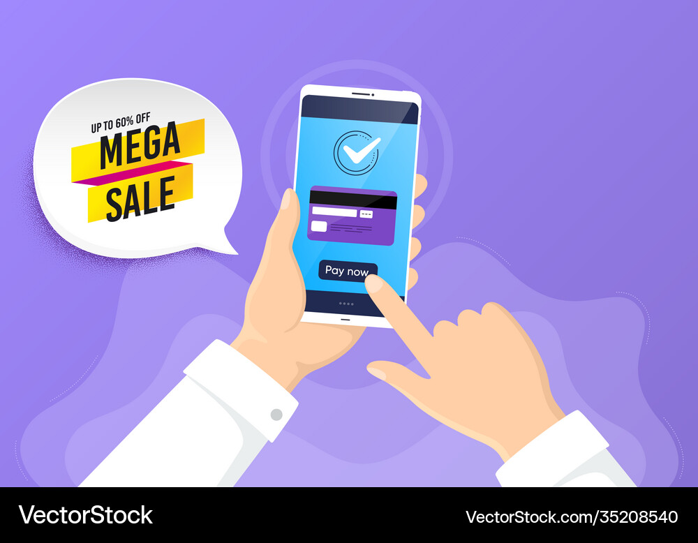 Mega sale sticker discount banner shape Royalty Free Vector