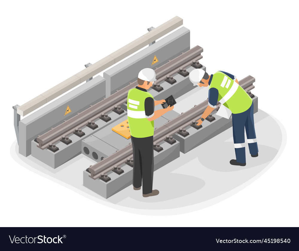 Railway engineer inspector inspect engineering Vector Image