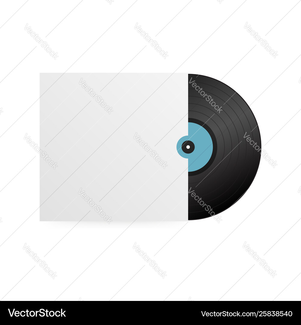Realistic vinyl record with cover mockup disco Vector Image