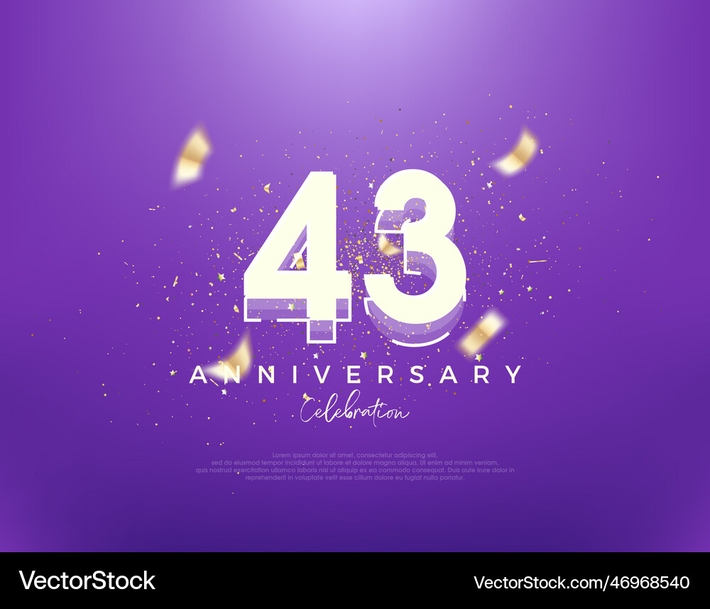 Retro number 43rd on a modern blue background Vector Image