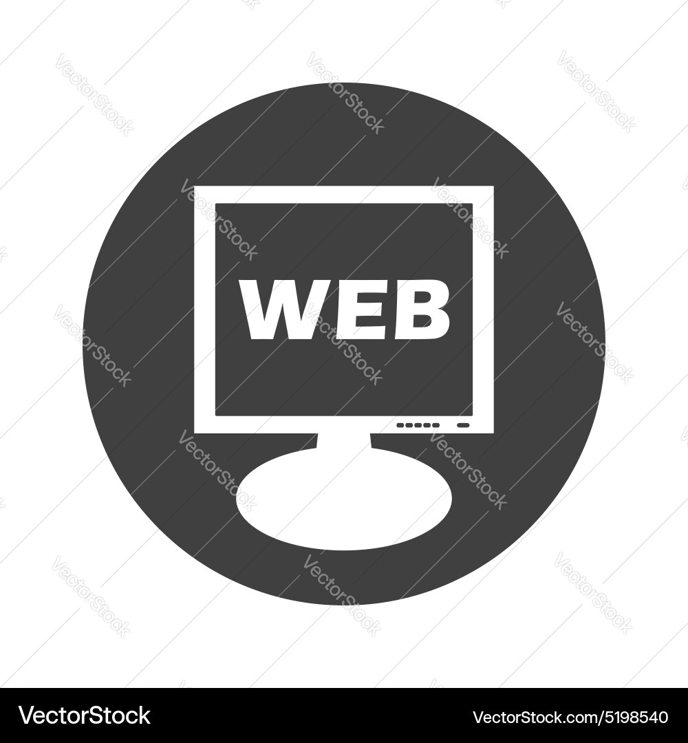 Round web monitor icon Royalty Free Vector Image