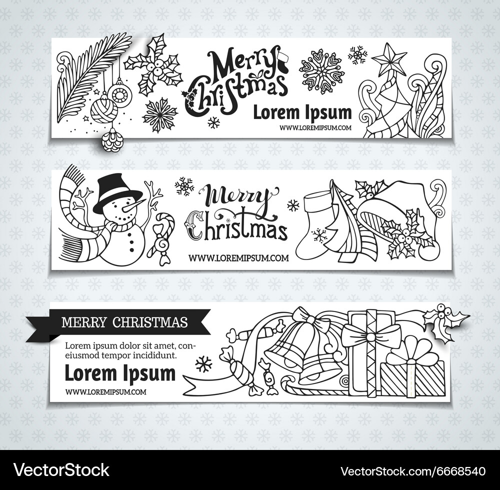 Set of christmas horizontal banners Royalty Free Vector