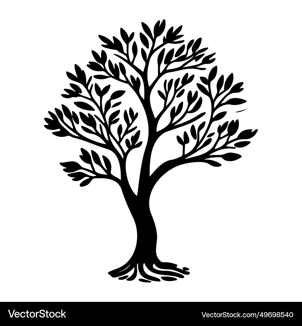 Tamarind icon hand draw black colour tree logo Vector Image