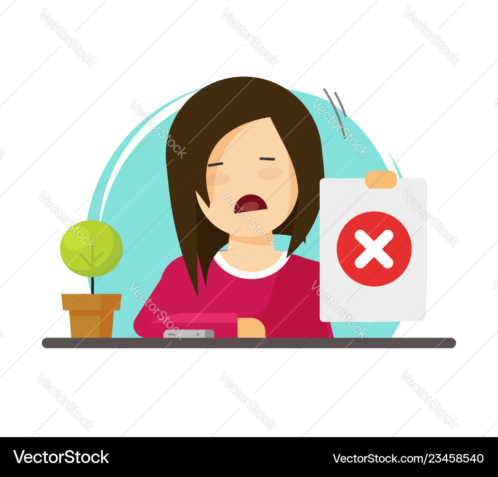 Unhappy girl showing negative answer Royalty Free Vector
