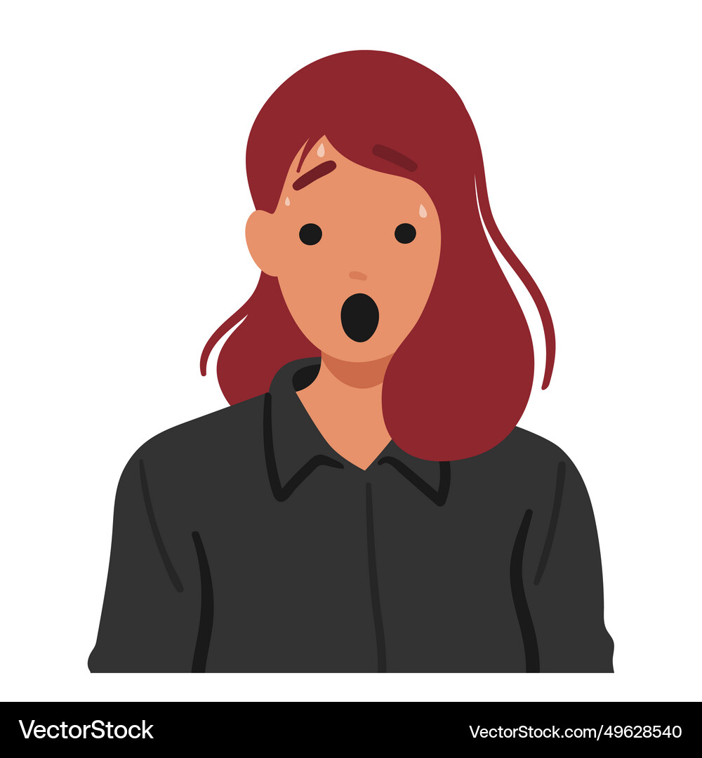 Woman face contorted in shock her eyes widened Vector Image
