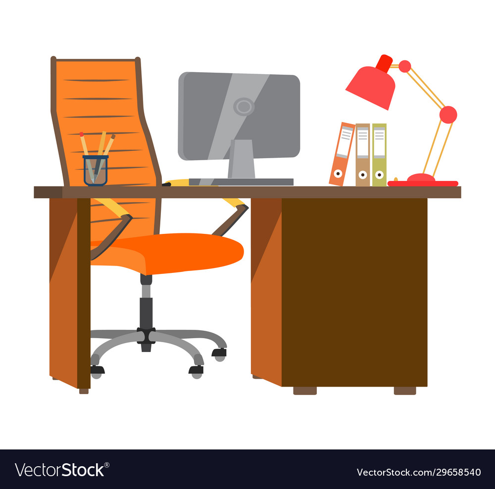Workplace in office with table computer chair Vector Image