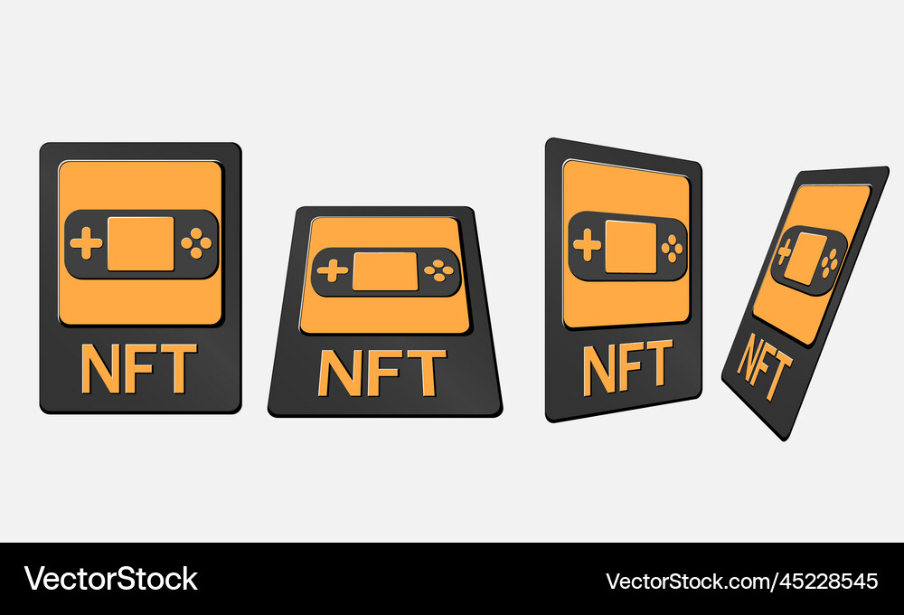 3d token nft cards in crypto artwork card Vector Image