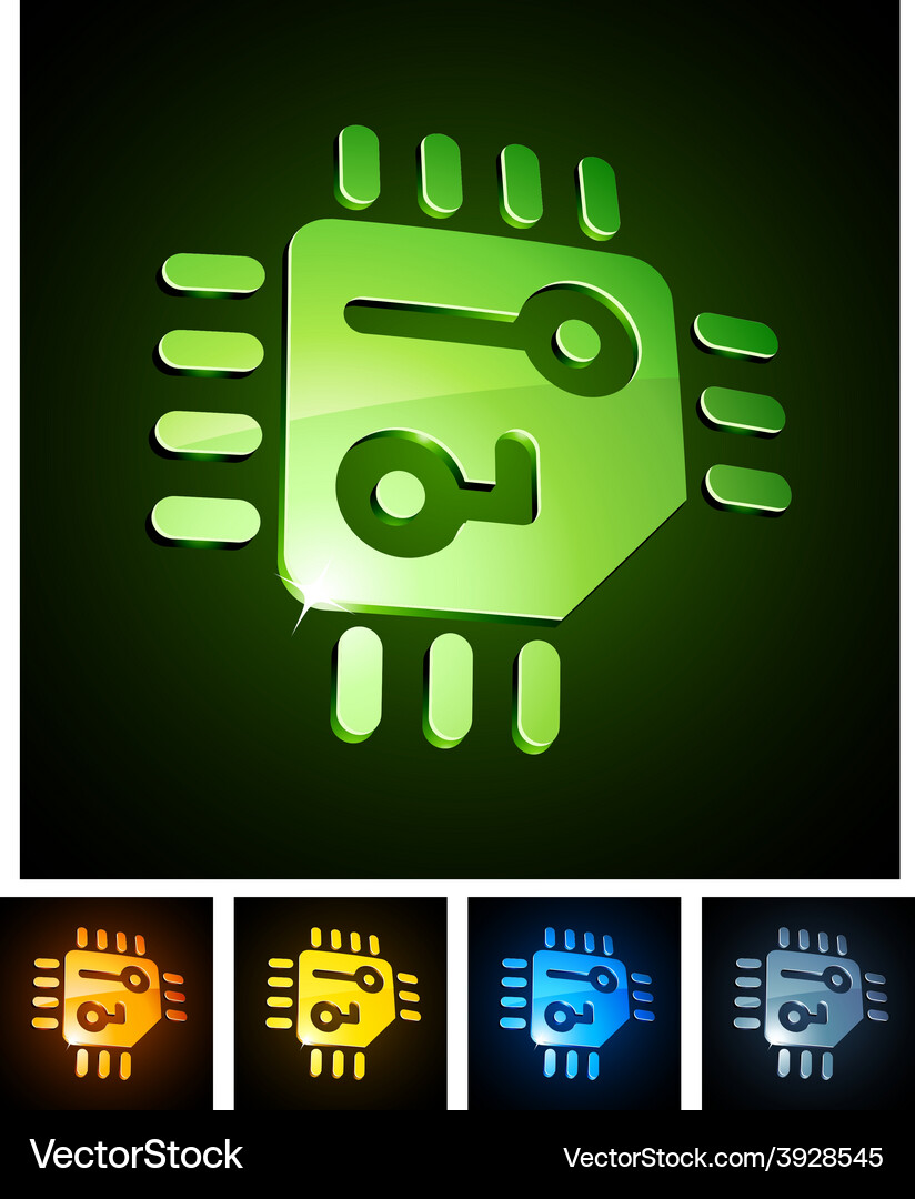3d vibrant cpu emblems Royalty Free Vector Image