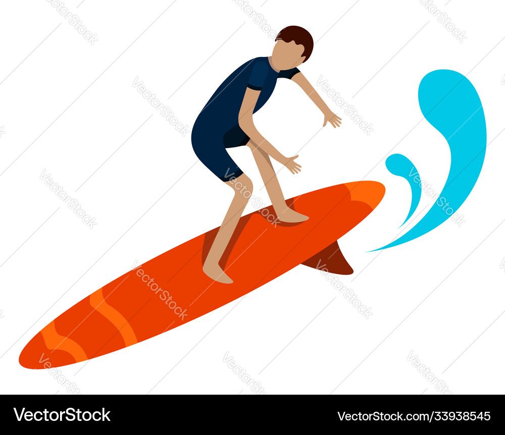 Boy man riding on waves on a surfboard summer Vector Image