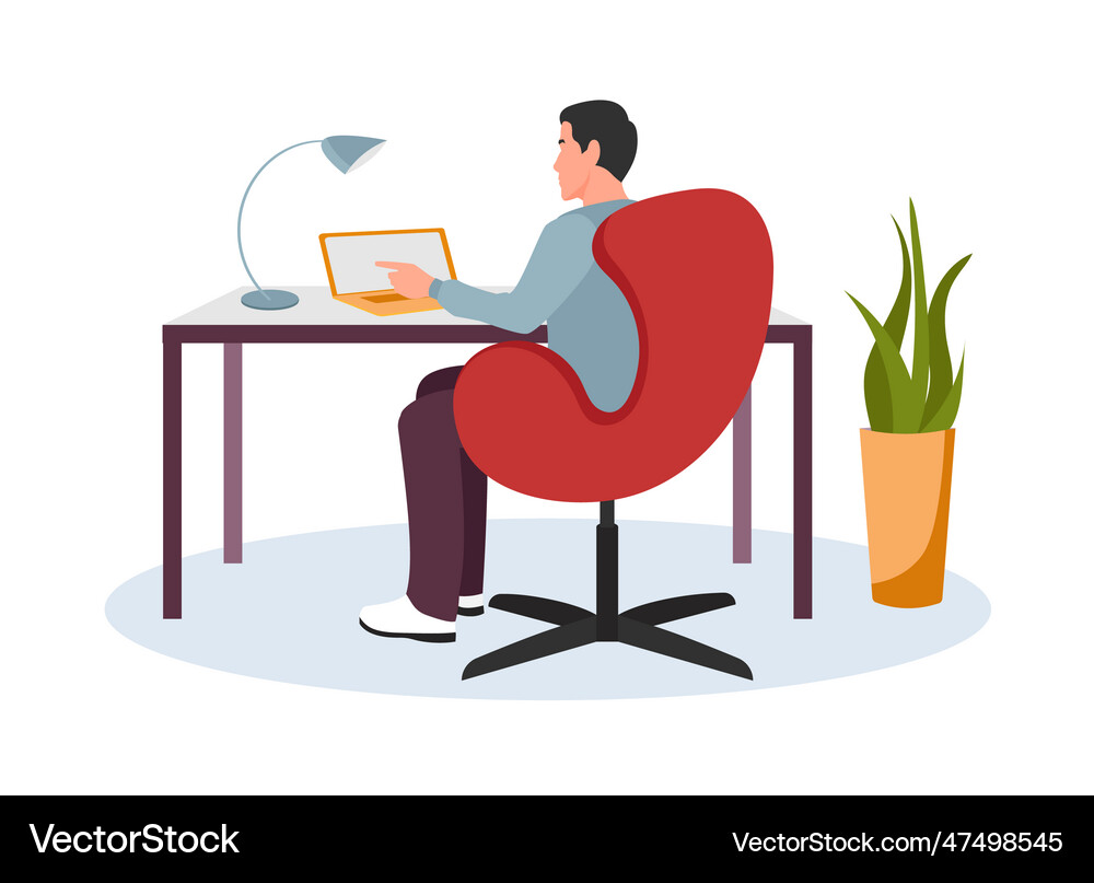Cartoon male character working as freelancer Vector Image