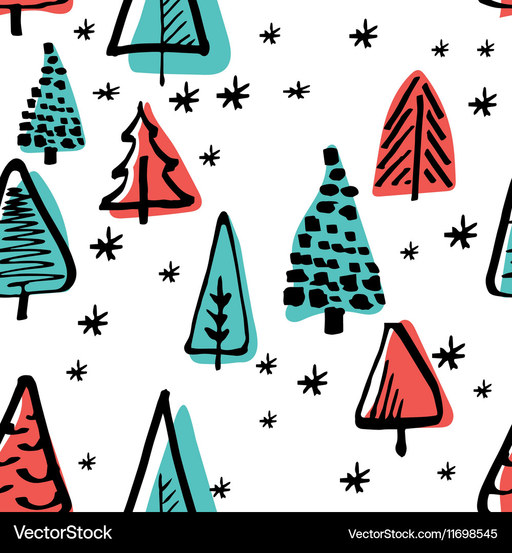 Christmas tree seamless pattern Royalty Free Vector Image