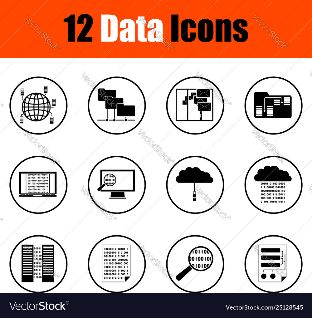 Data icons set Royalty Free Vector Image - VectorStock