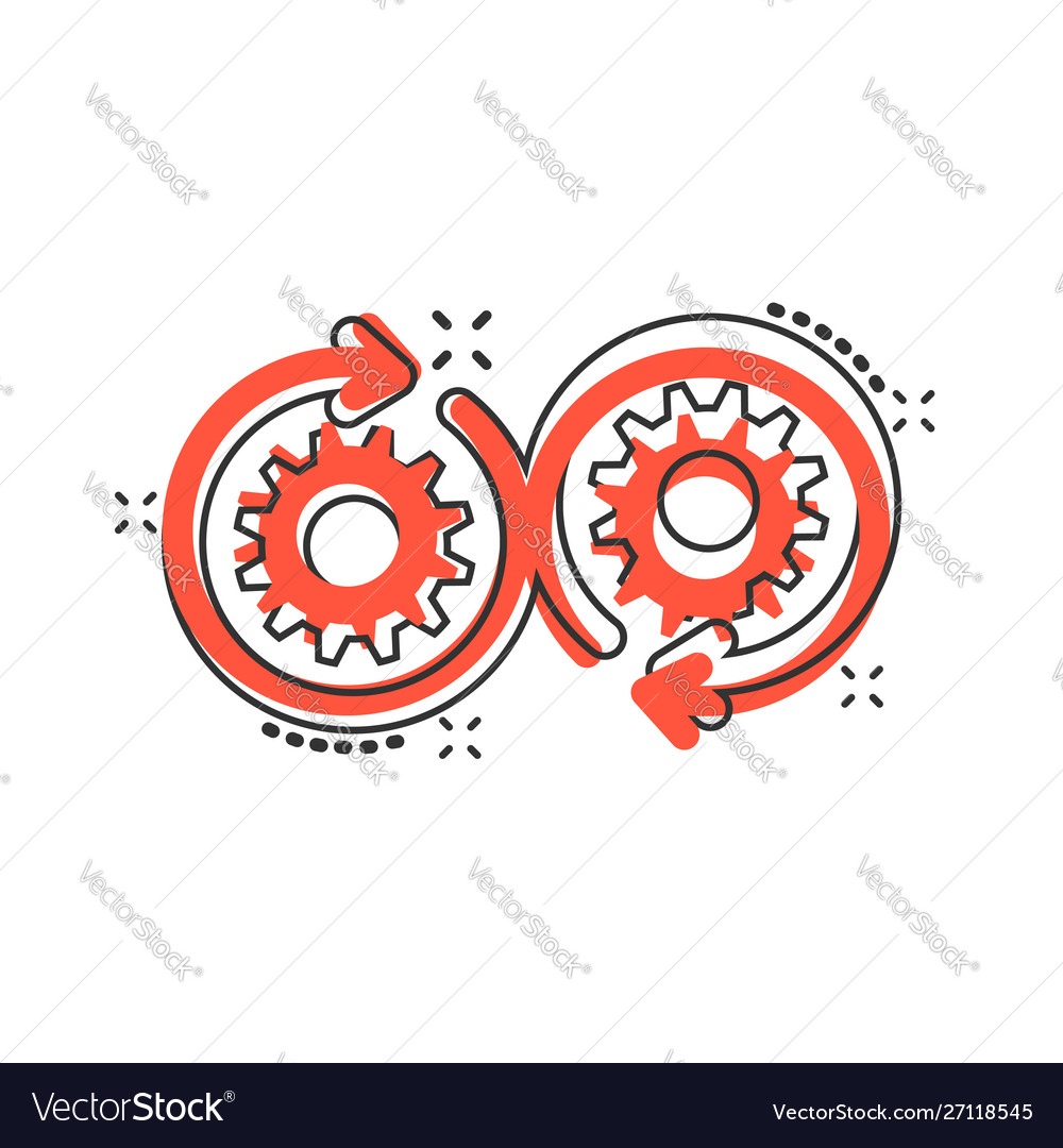 Development icon in comic style devops cartoon Vector Image