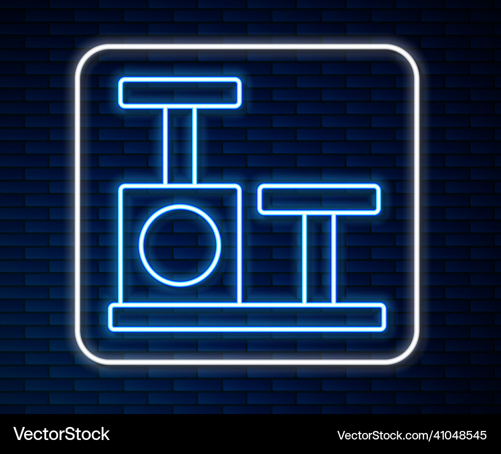 Glowing neon line cat scratching post with toy Vector Image