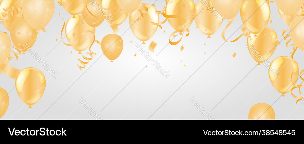 Gold balloons and celebration background template Vector Image