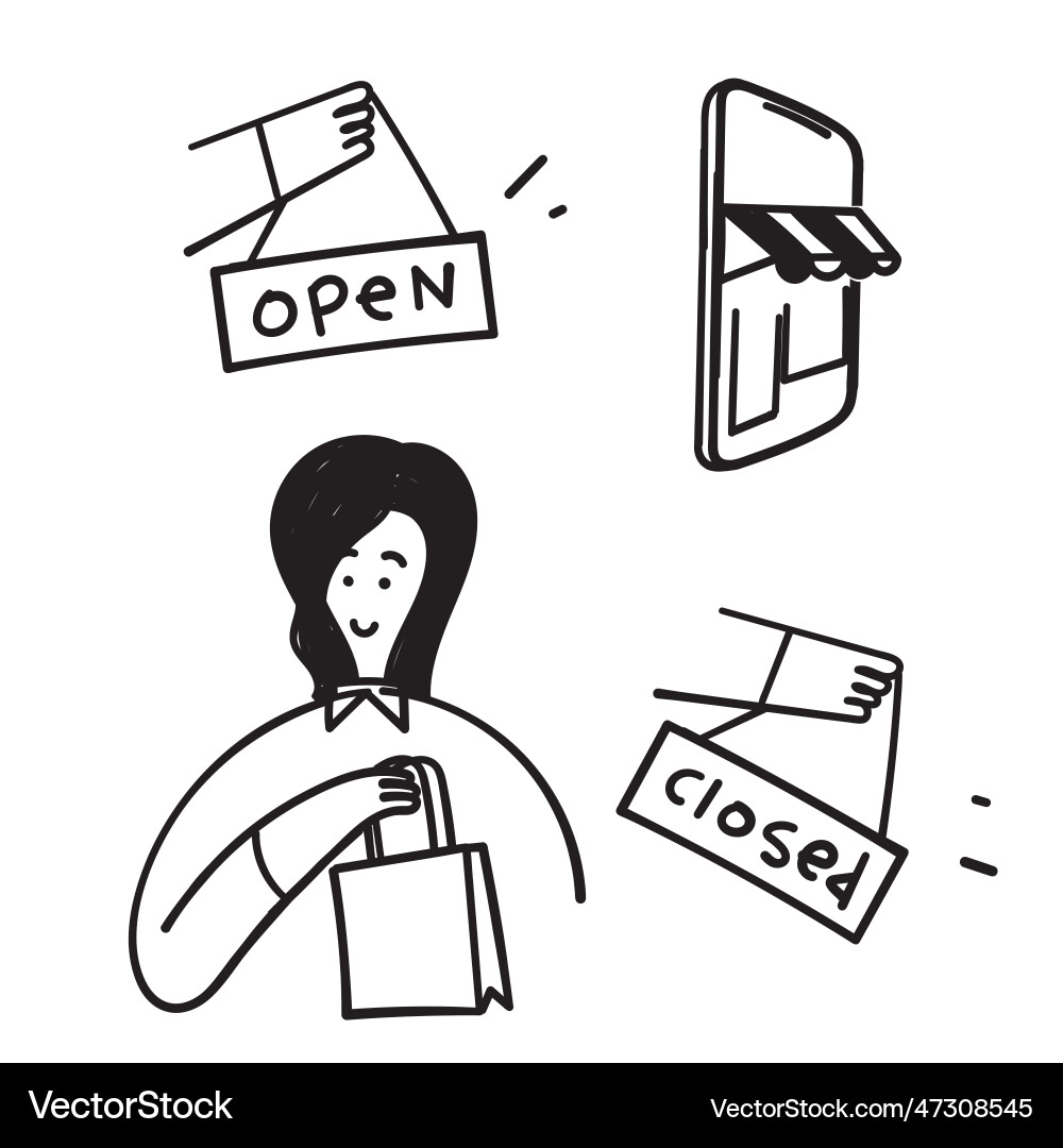 Hand drawn doodle shop store related icon Vector Image