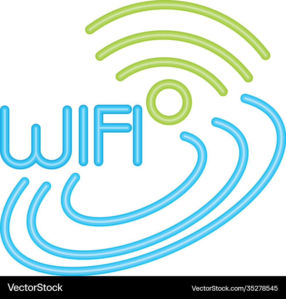 Internet wifi neon sign icon on white background Vector Image