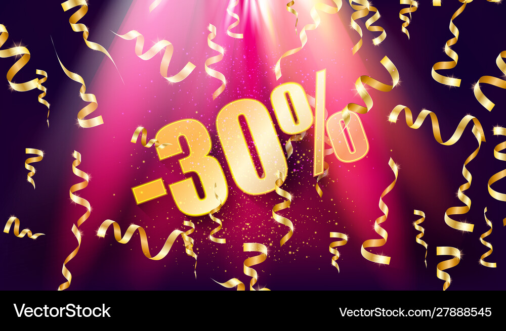 Neon 30 Sale Off Banner Royalty Free Vector Image