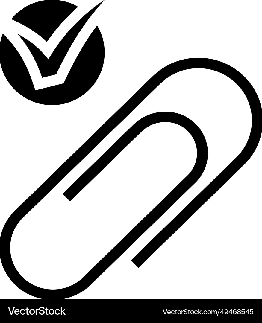 Paper clip check mark glyph icon Royalty Free Vector Image
