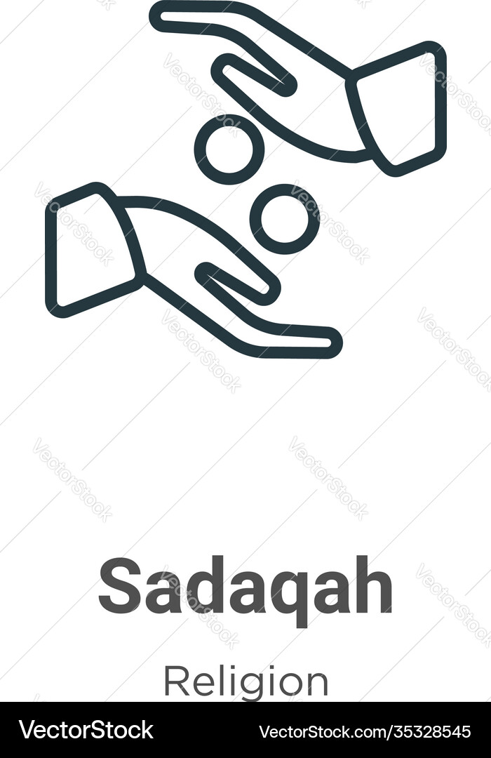 Sadaqah outline icon thin line black icon Vector Image