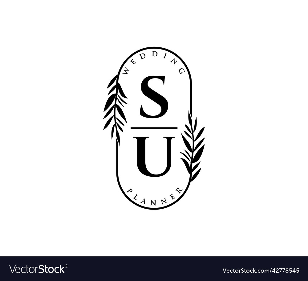 Su initials letter wedding monogram logos Vector Image