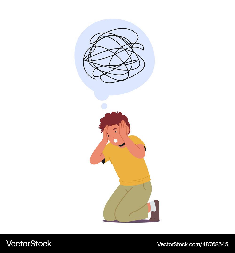 Young boy with autism battles the depression Vector Image