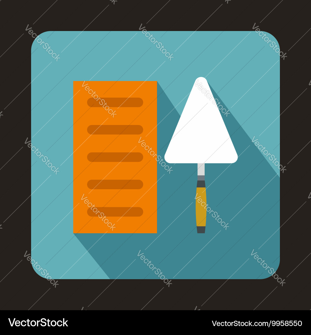 Building brick and construction trowel icon Vector Image