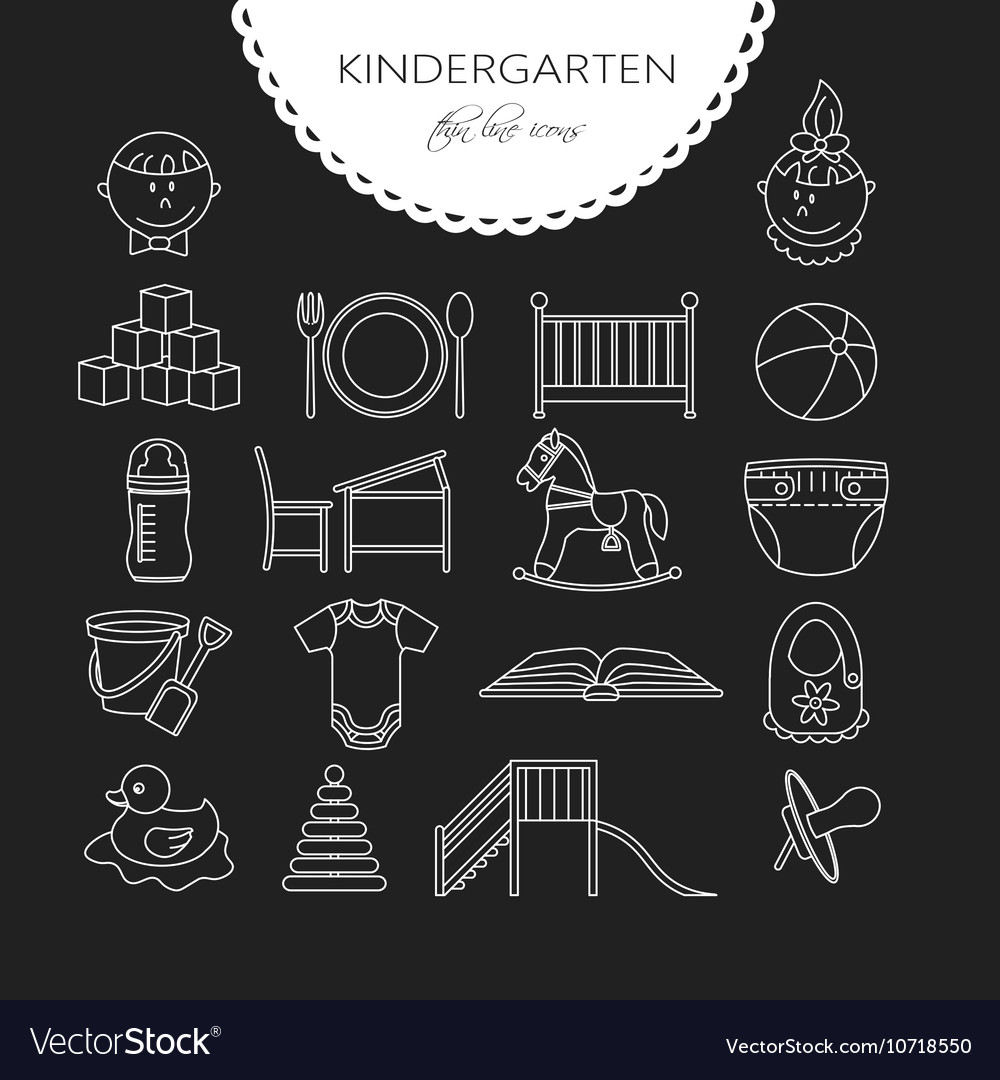 Child and baby care center thin line icons Vector Image Child and baby care center thin line icons Vector Image