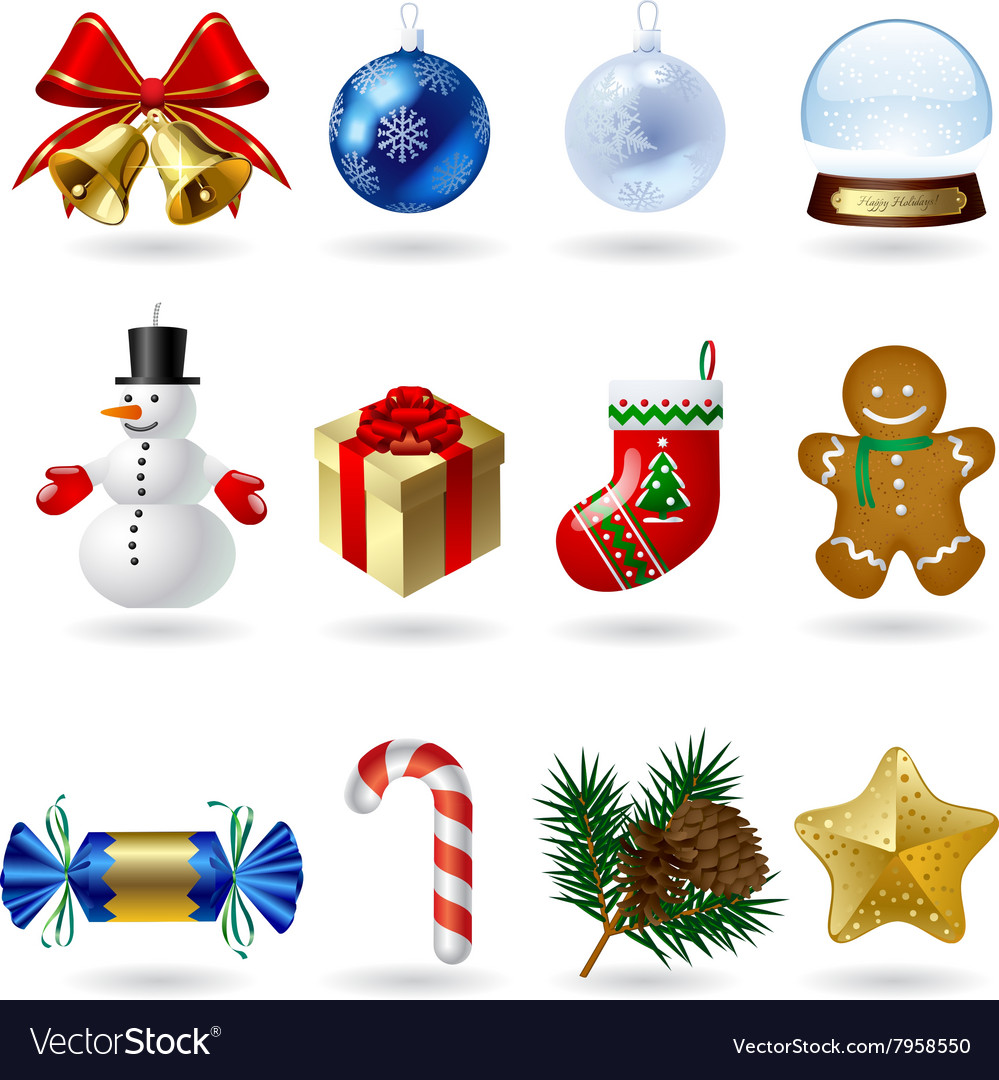 Christmas and new year icons Royalty Free Vector Image