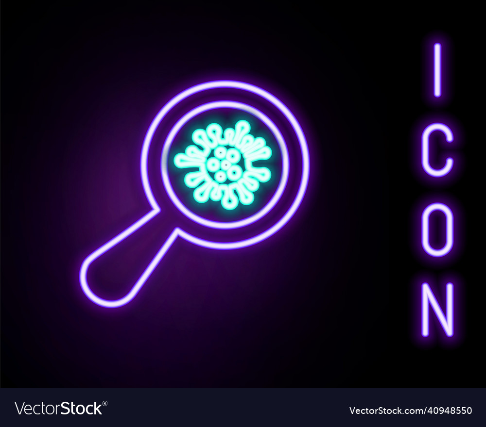 Glowing neon line microorganisms under magnifier Vector Image Glowing neon line microorganisms under magnifier Vector Image