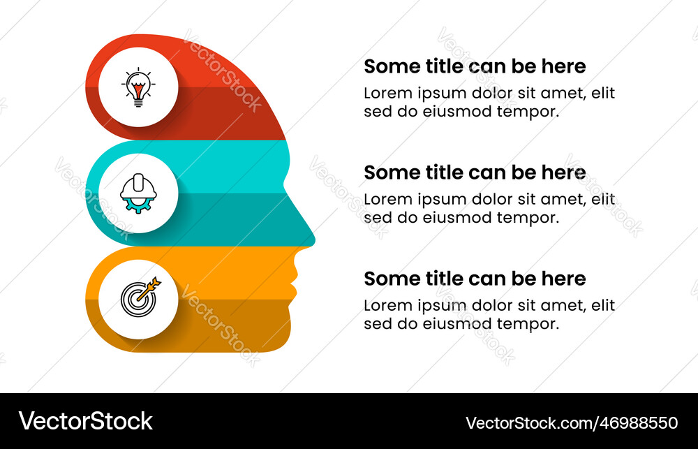 Infographic template head from side with 3 icons Vector Image