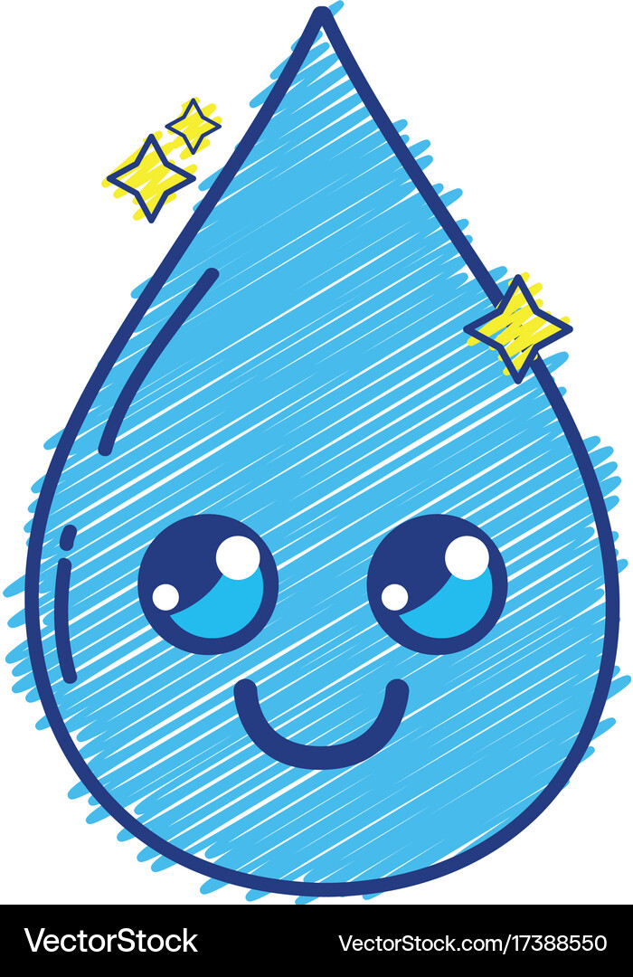 Kawaii cute happy water drop Royalty Free Vector Image