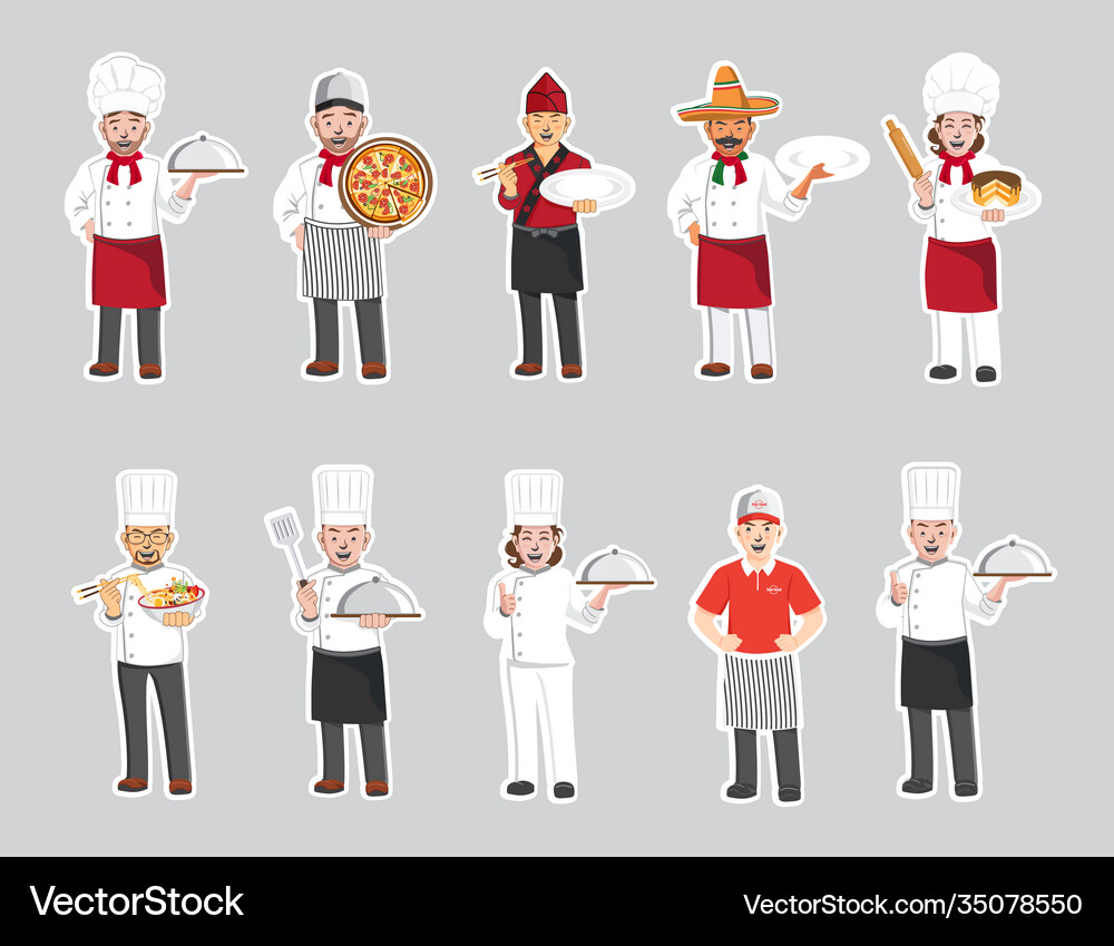 Professional chef characters cartoon character Vector Image